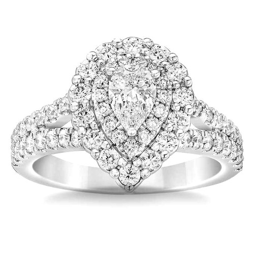 Pear Shape & Round Brilliant 1.50 ctw VS2 Clarity, G Diamond Platinum ...