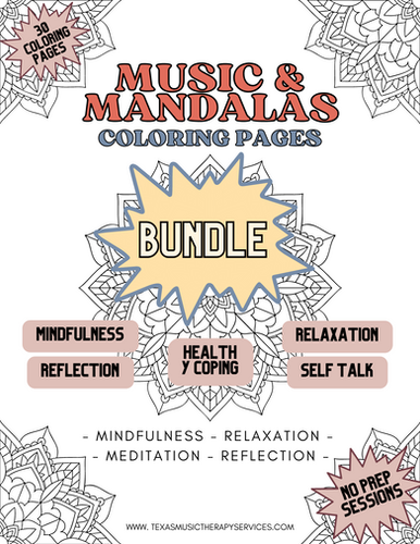 BUNDLE: Music & Mandalas Coloring Sheets | Texas Music Therapy Services