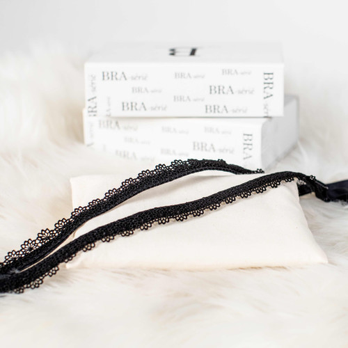 Interchangeable Black Bra Straps with Scalloped Lace