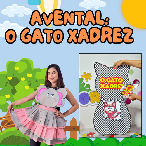 AVENTAL: O GATO XADREZ | Professora Fernanda
