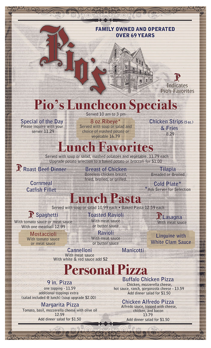 Lunch Menu | pios