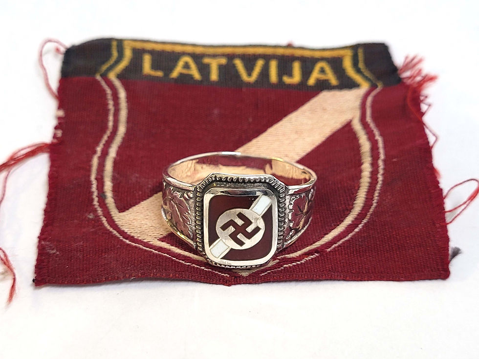 Latvian swastica patriotic silver ring | Totenkopfrings store