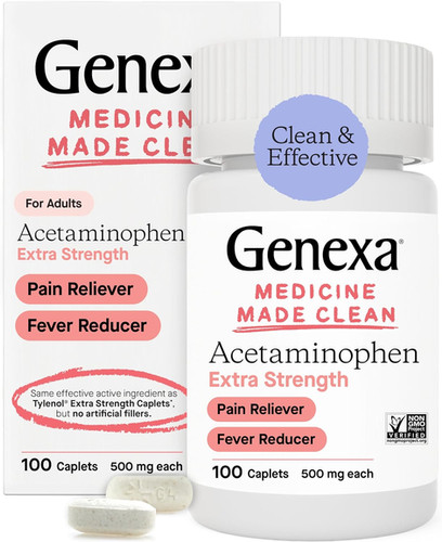 Genexa Acetaminophen 500mg Extra Strength Pain Reliever & Fever Reducer ...