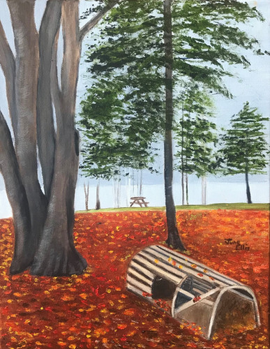 Fall Leaves and Lobster Trap | June Ellis Artist