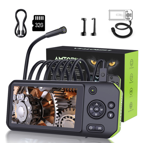 AM500-8mm3つカメラファイバースコープ 5インチIPSモニター 32Gメモリカード内蔵 写真とビデオ機能付き | AMTORIN ...