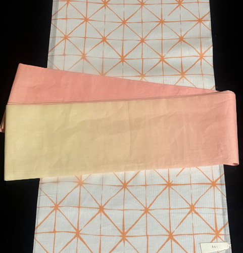 麻半幅帯 桃色 | Chitawa