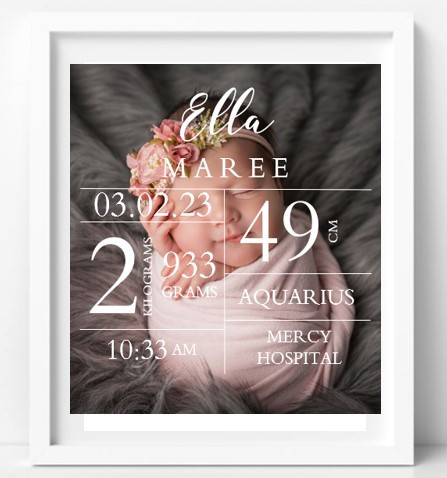 WaterMark Baby Birth Details Photo Frame | BabyCusch