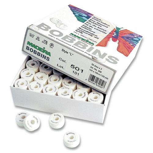 Pre-wound White Madeira Bobbins | The Sewing Shop
