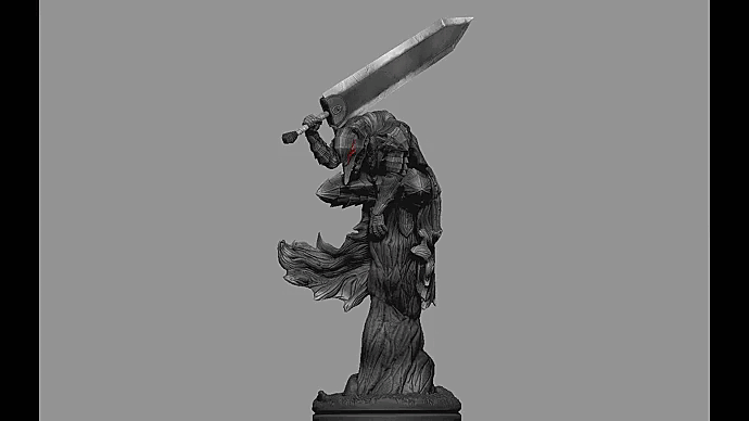 BERSERK GUTS ON EDGE FANTASY ANIME SWORD CHARACTER 3D PRINT MODEL ...