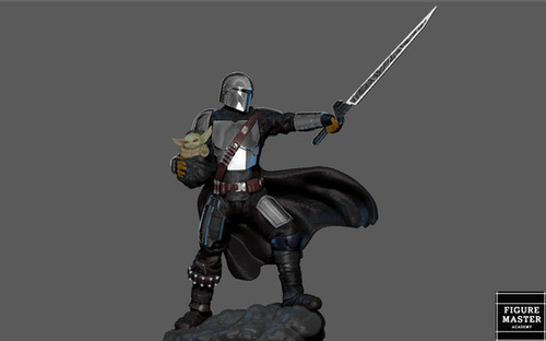 MANDALORIAN MANDO VER2 DISNEY DARKSABER STATUE 3D print mod | FIGUREMASTER