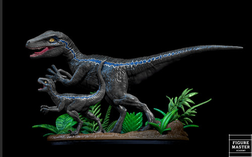 BLUE JURASSIC WORLD DOMINION AND BABY DINOSAUR 3D PRINT | FIGUREMASTER