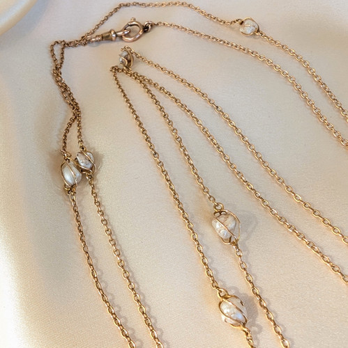 15k Longuard with Encased Pearls | Bourne Antiques