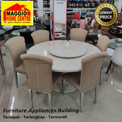 Meja Makan Marmer - Marble Dining Table 6 Chair - MRB O - MEVA | MAGGIO