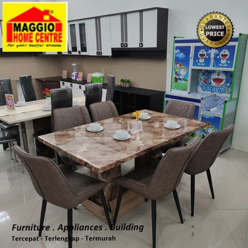 Meja Makan Marmer - Marble Dining Table 6 Chair - MRB 812 - MEVAH ...