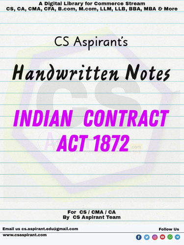 Indian Contracts Act, 1872 -Handwritten Notes - CA / CS / CMA | CS Aspirant