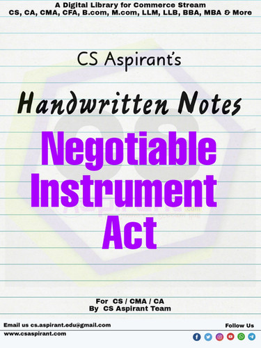 Negotiable Instruments Act,1881 - Handwritten Notes - CS CA CMA | CS ...