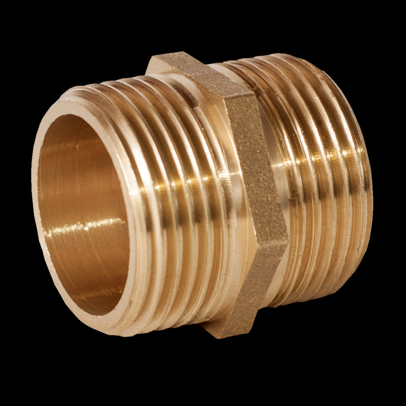Brass threaded fitting double nipple 1/2'' AG x 1/2'' AG