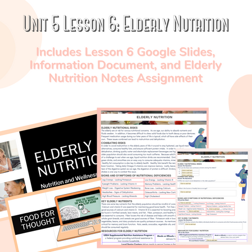 Unit 5 Lesson 6: Elderly Nutrition | NYM Health Teacher