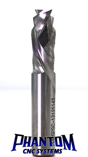 Compression Spiral 1/2" Dia x 1/2" Sh x 1-1/4" CL x 3" L 2 Flute CNC ...