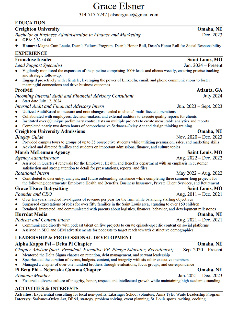 My Resume | Grace Elsner