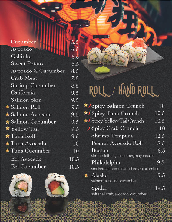 Dinner Menu | Taka Asian Cusine