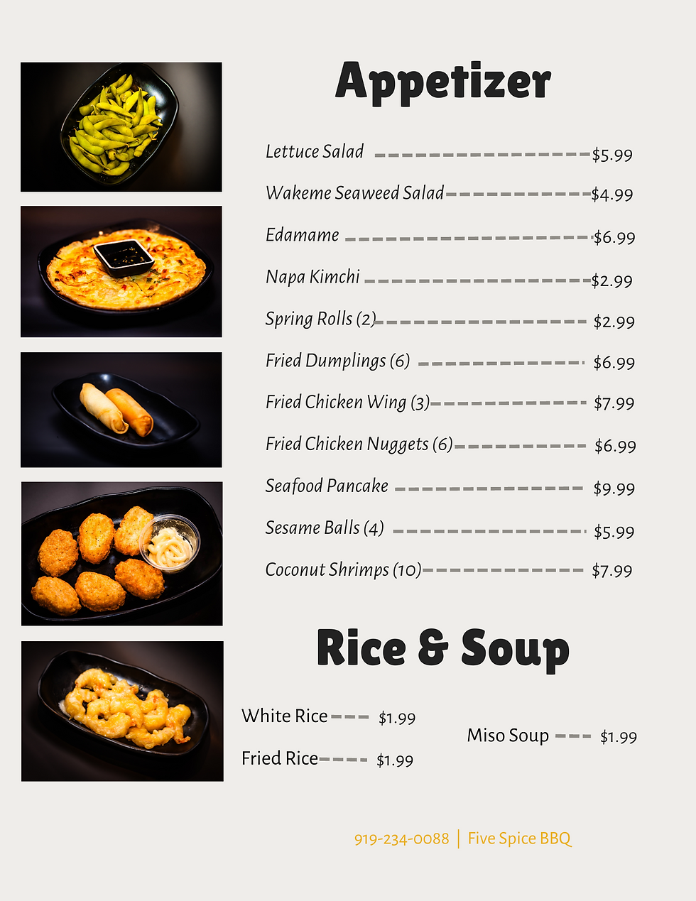 MENU | Five Spice Korean BBQ