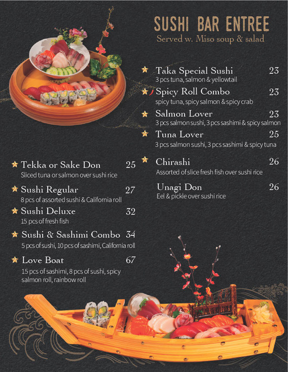Dinner Menu | Taka Asian Cusine