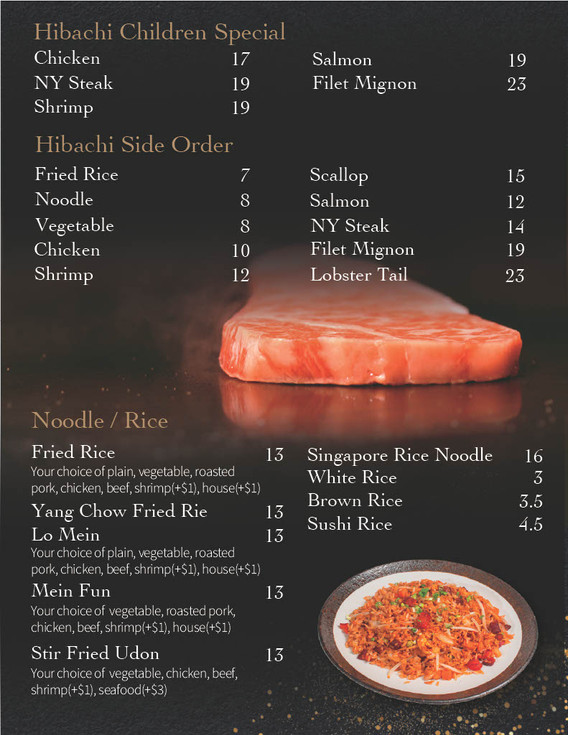 Dinner Menu | Taka Asian Cusine