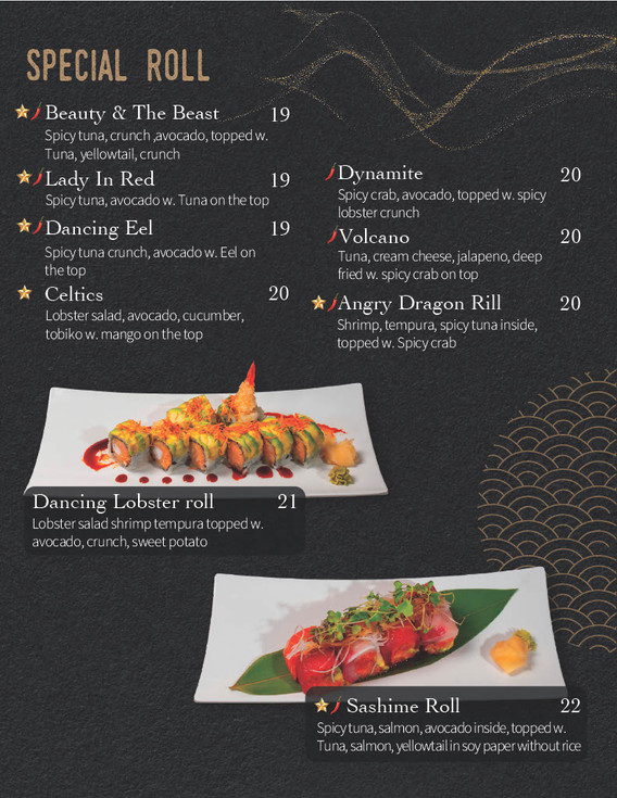 Dinner Menu | Taka Asian Cusine