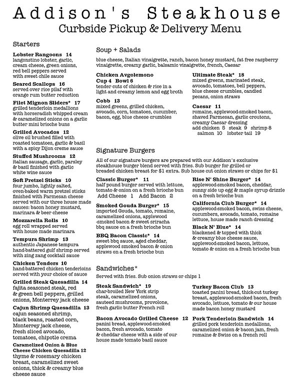 Curbside Pickup & Delivery Menu | Mysite