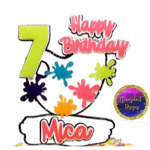 Paint Splatter Themed Topper | Grandma's Cakes KC, LLC