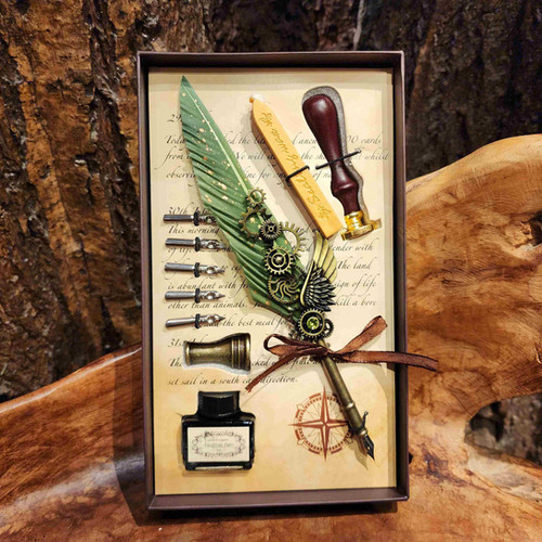 Steampunk Feather Quill kroontjespennenset | Fantasy Shop Chimera