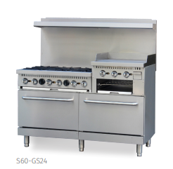 Ecomax by Hobart 6 Burner Gas Range w/ Griddle, 2 standard ovens and ...