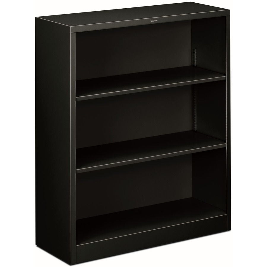 HON Brigade Steel Bookcase | 3 Shelves | 34-1/2"W | Black Finish ...