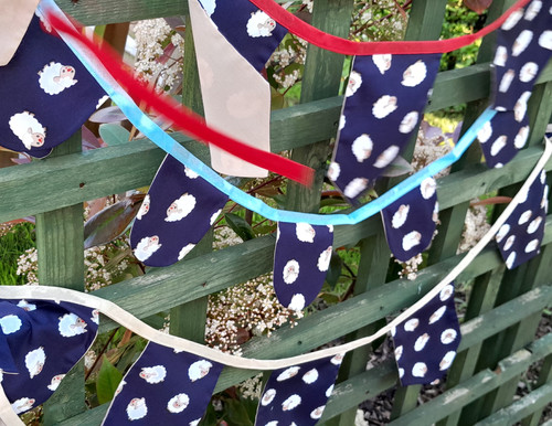 SHEEP THEME FABRIC bunting - banner & cut off oval shaped flags ...