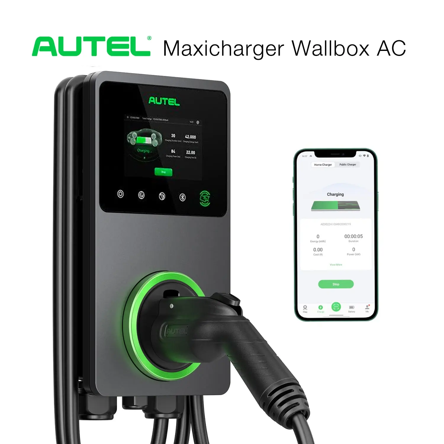 Autel MaxiCharger AC W22-C5-4G-LM Wallbox: Smart 22kW 3-Phase Home Charger