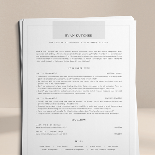 Sleek and Modern ATS Resume Template - Instant Download