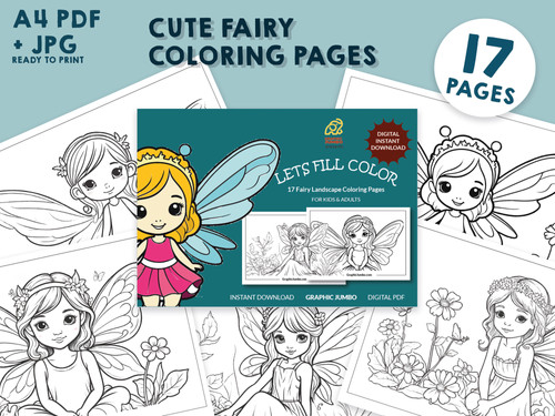 Cute Fairy Landscape Coloring Book | Graphic Jumbo