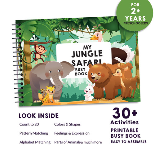 Jungle Safari Busy Book - Printable Preschool Activities Kids | Graphic ...