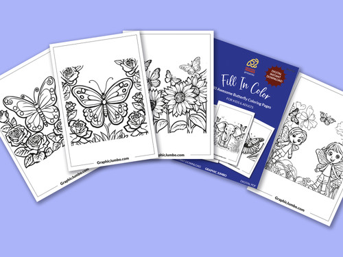 Butterfly Garden Coloring Book - Printable Coloring Pages | Graphic Jumbo