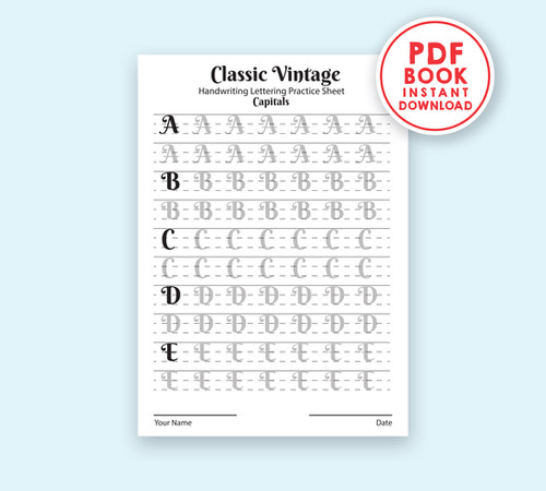 Classic Vintage Hand Lettering Practice Sheet | Graphic Jumbo