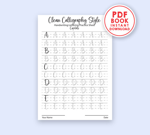 Clean Calligraphy Hand Lettering Practice Sheet | Graphic Jumbo