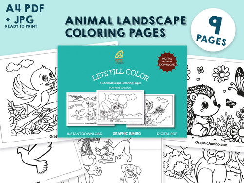 Animal Wild Landscape Coloring Pages | Graphic Jumbo