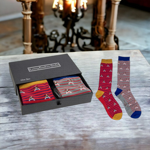 Mens Bamboo Socks - Gift Boxed Pooch Design | MrLumpy&Friends