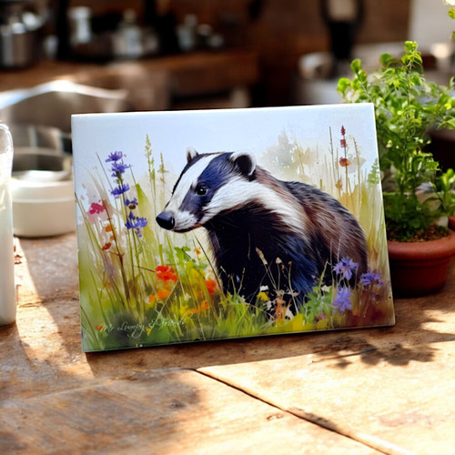 Meadow Badger Ceramic Tile | MrLumpy&Friends