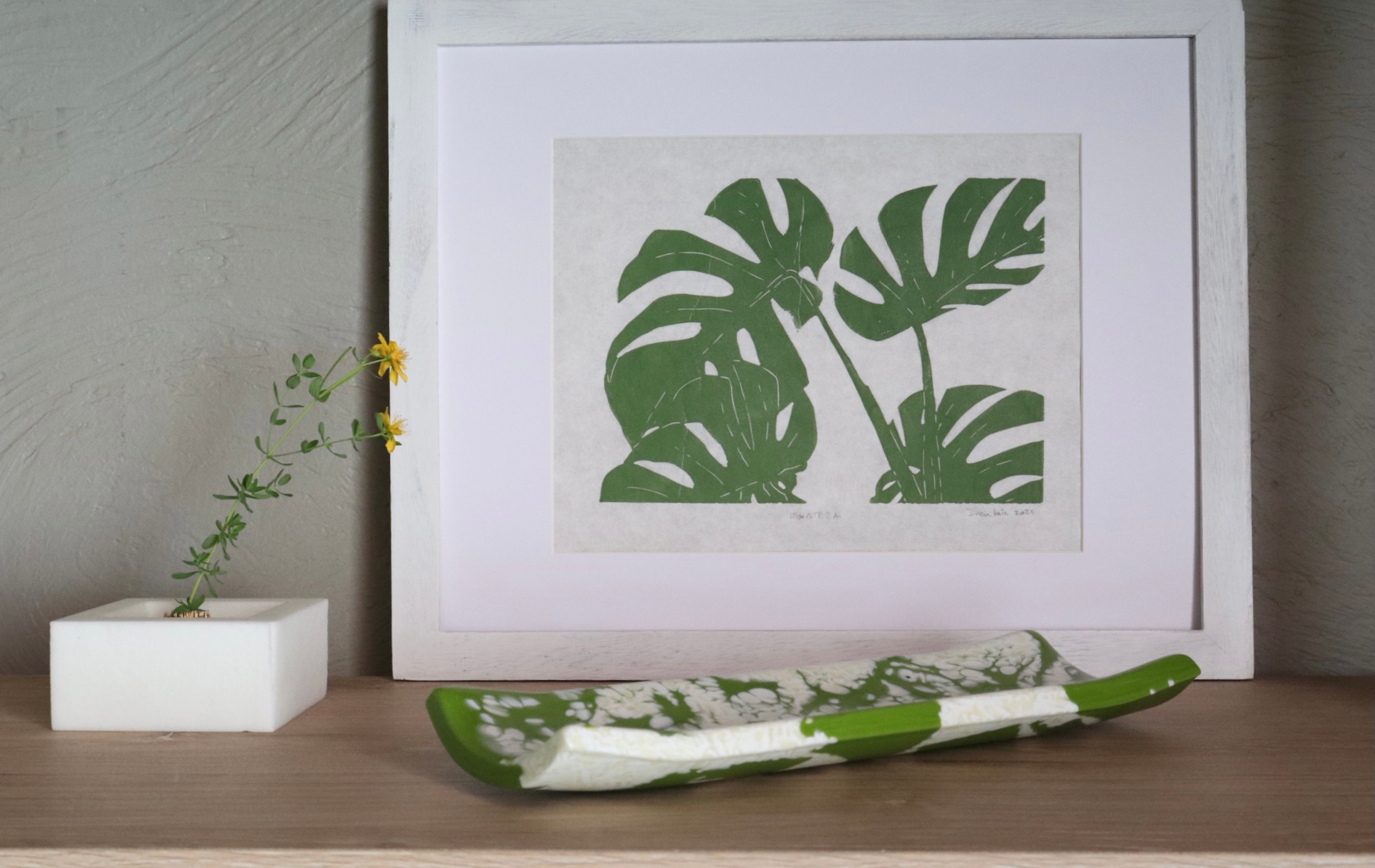 Monstera Leaf Wall Decor | Linocut Print | Camp Copeland