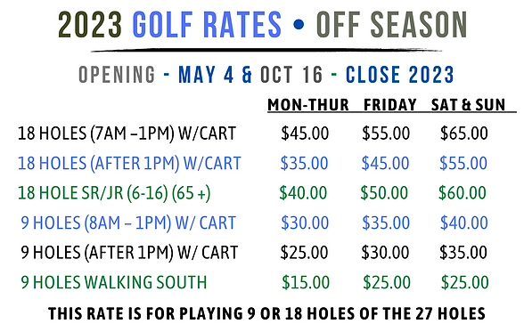 Rates | splitrockgolfcourse