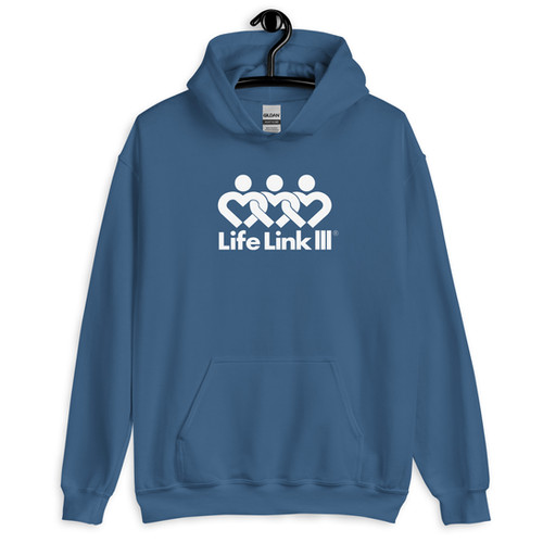 Life Link III Hoodie (Unisex) Blue Options White Logo | ECHO HeliOps