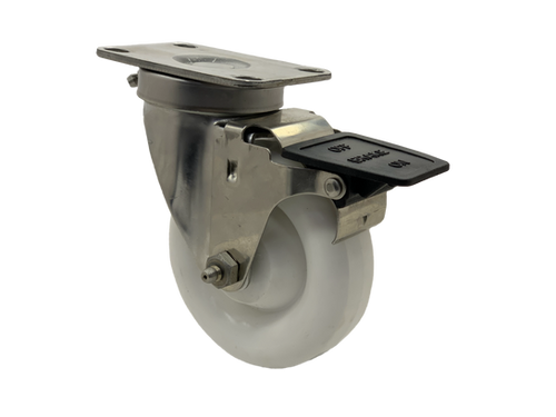 Stainless Swivel 4x1-1/4 Polyolefin Wheel Tech Lock Brake | Aarch Caster