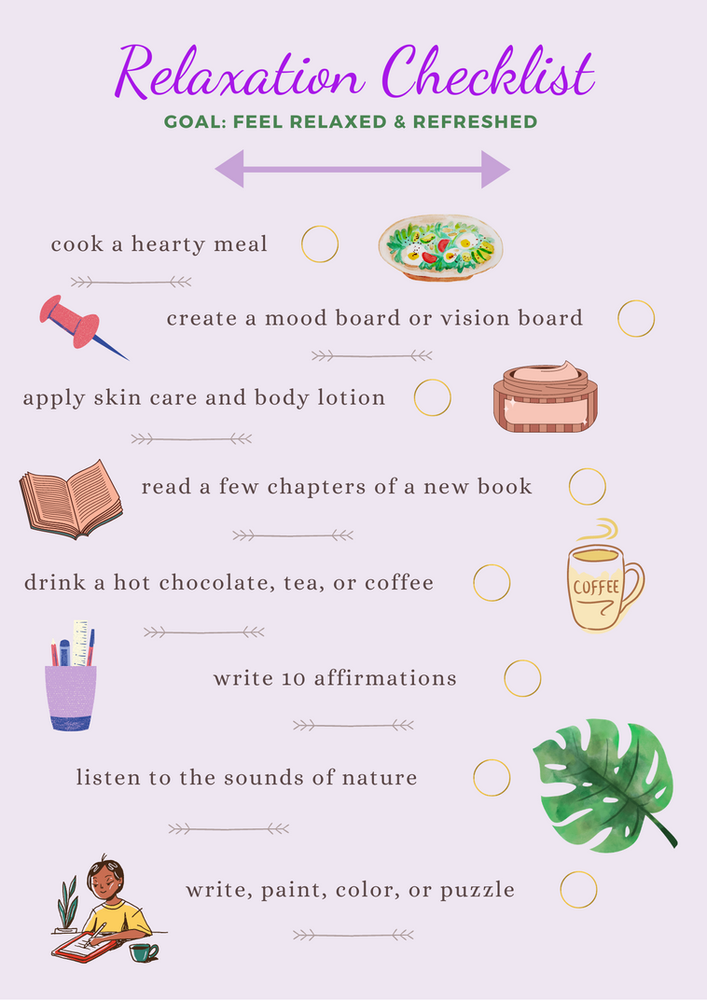 Self-Care Ideas for Relaxation + Printable Checklists